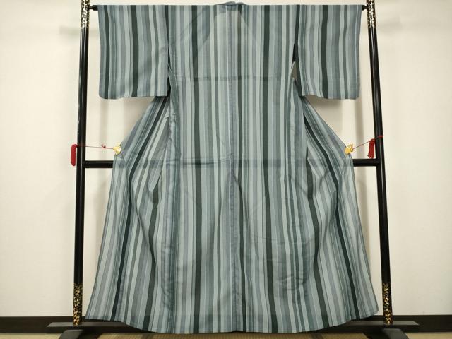 平和屋着物＊夏物　小紋　紗　間道　洗える着物　AABB8828sx