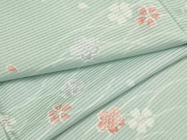 平和屋着物＊夏物　小紋　絽　流水花文　洗える着物　AABB8835sx