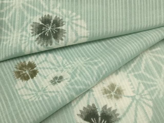 平和屋着物＊夏物　小紋　縦絽　花丸文　洗える着物　AABB8851sx