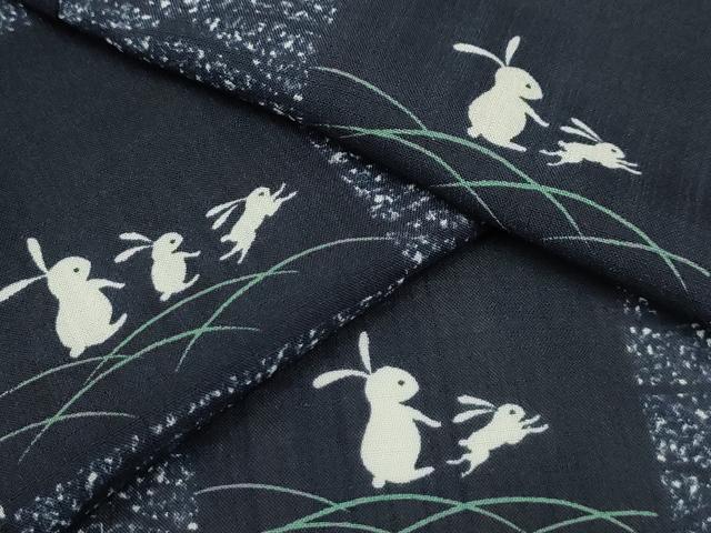 平和屋着物＊夏物　小紋　紗　兎　洗える着物　AABB8853sx