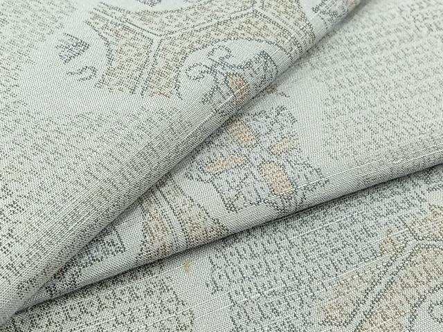 平和屋着物▽上質な紬　単衣　110亀甲　亀甲花文　正絹　逸品　AABB9205jh