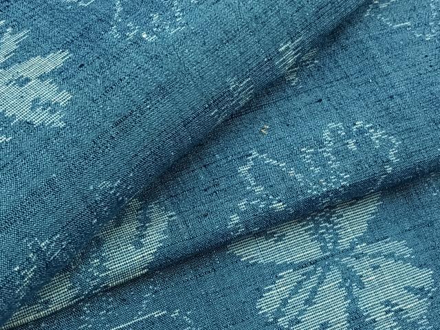 平和屋着物▽上質な紬　単衣　花尽くし文　正絹　逸品　AABB9206jh