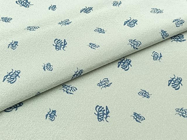 平和屋着物▽上質な小紋　単衣　文字文　正絹　逸品　AABB9208jh