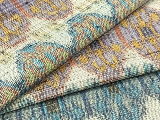 平和屋着物▽上質な紬　単衣　亀甲花文　正絹　逸品　AABB9215jh