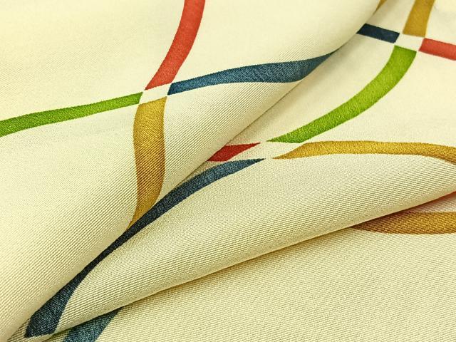 平和屋着物▽上質な小紋　単衣　網目文様　正絹　逸品　AABB9219jh