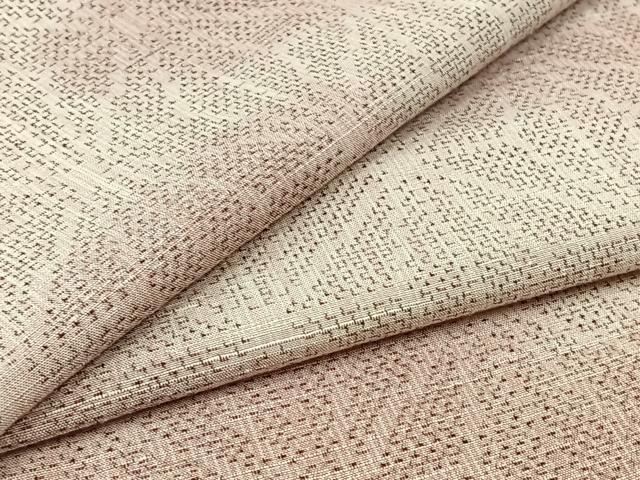 平和屋着物▽上質な紬　単衣　麻の葉文様　正絹　逸品　AABB9231jh