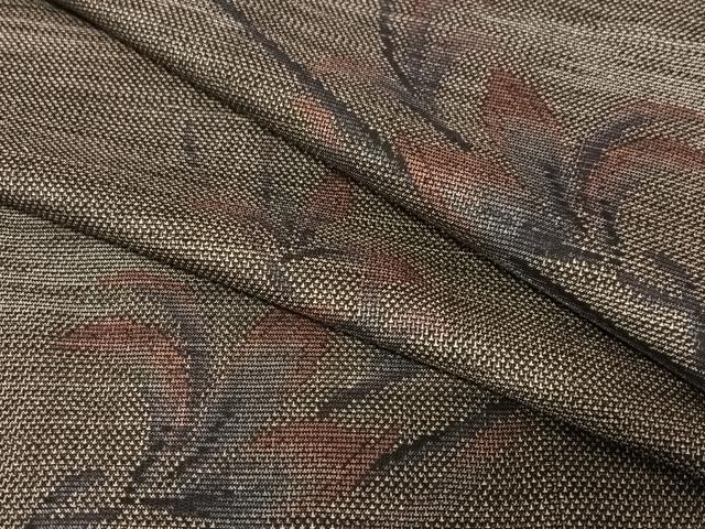 平和屋着物●本場大島紬　泥染め　カタス9マルキ　枝葉文　正絹　逸品　AABC0039zg