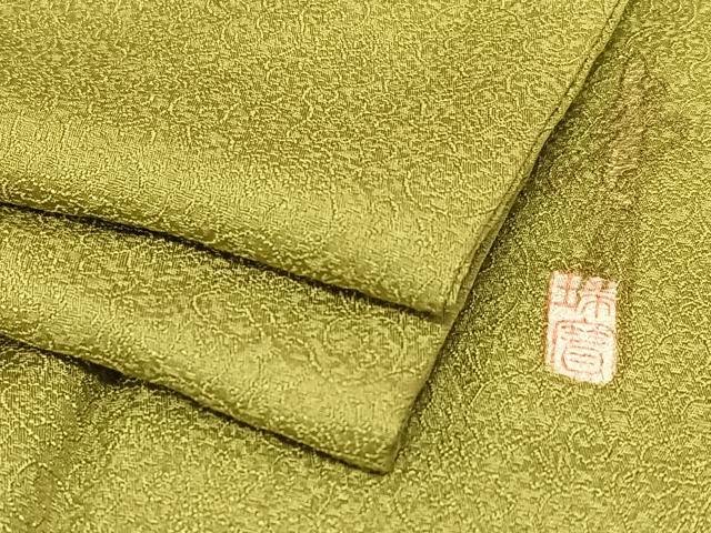 平和屋着物●本草木染作家　瑞寶　色無地　唐草地紋　 璃寛茶色　正絹　逸品　AABC0047zg