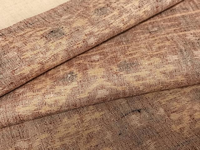 平和屋着物●結城ちぢみ　横段幾何学文　正絹　逸品　AABC0052zg