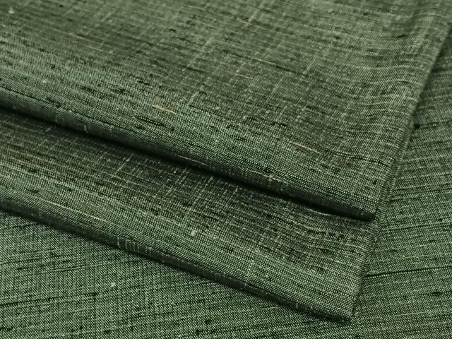 平和屋着物●上質な紬　黒緑色　正絹　逸品　AABC0054zg