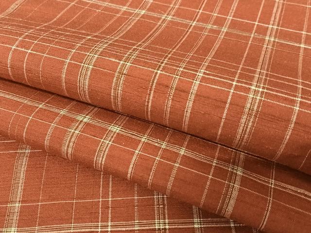 平和屋着物●上質な紬　格子　正絹　逸品　AABC0078zg
