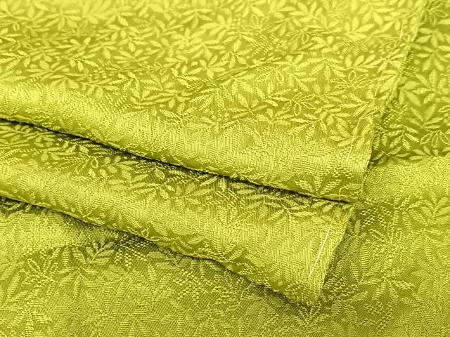 平和屋着物●上質な色無地　南天地紋　鶯色　やまと誂製　正絹　逸品　AABC0085zg