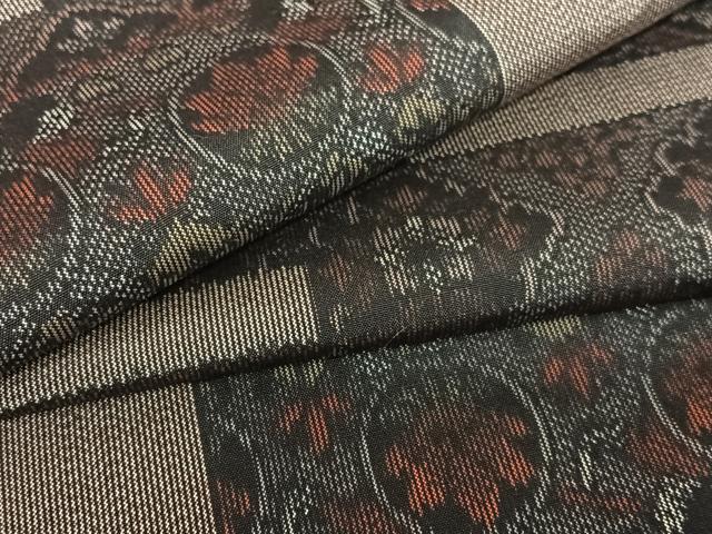 平和屋着物●上質な紬　横段花文　正絹　逸品　未使用　AABC0088zg