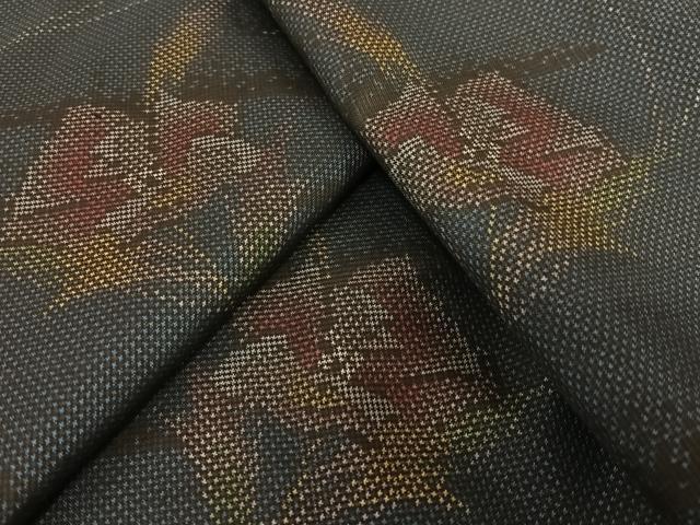 平和屋着物●本場大島紬　一元7マルキ　草花文　正絹　逸品　AABC0099zg