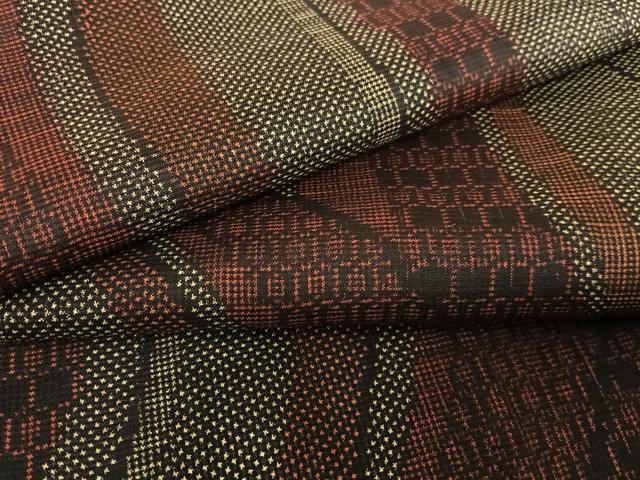 平和屋着物●本場大島紬　一元絣　幾何学文様　正絹　逸品　AABC0105zg