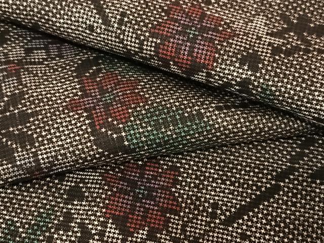 平和屋着物●本場大島紬　一元7マルキ　泥染め　草花文　正絹　逸品　未使用　AABC0107zg