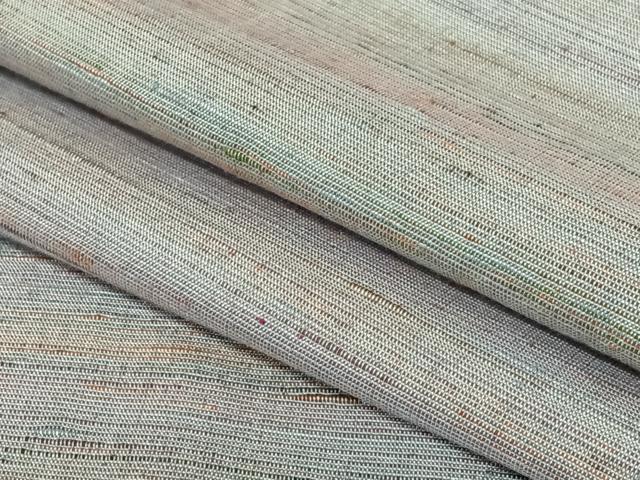 平和屋着物●紅花紬　米沢　横段文　正絹　逸品　AABC0115zg