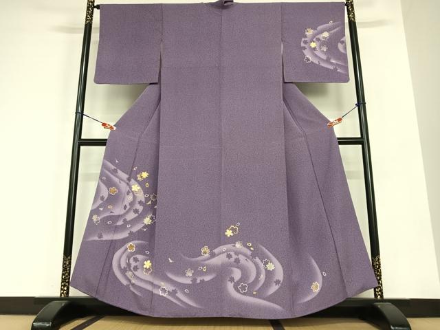 平和屋着物●訪問着　駒刺繍　舞桜　天目暈し　金彩　正絹　逸品　AABC0126zg