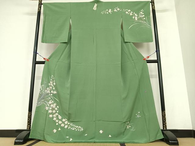 平和屋着物●訪問着　友禅　作家物　枝花文　正絹　逸品　AABC0131zg