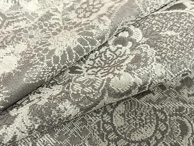 平和屋着物●天目織　お召　草花文　正絹　逸品　AABC0150zg