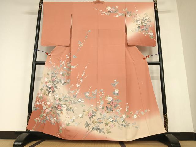 平和屋着物●訪問着　友禅　作家物　正美　枝花文　暈し染め　ますいわ屋扱い　正絹　逸品　AABC0166zg