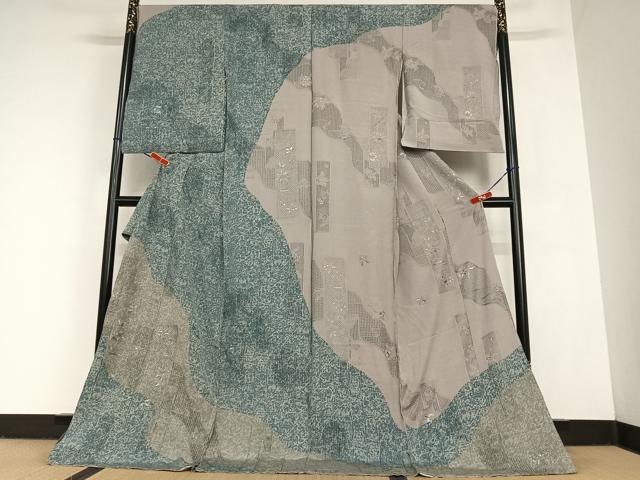 平和屋着物●訪問着　中国三大刺繍　汕頭刺繍　スワトウ刺繍　相良刺繍　道長更紗花文　仮絵羽　正絹　逸品　未使用　AABC0180zg