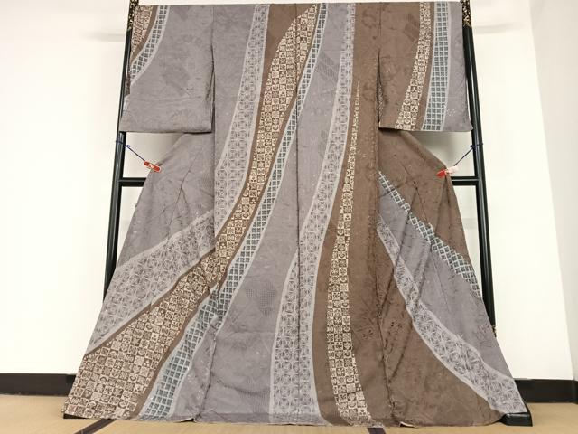 平和屋着物●総刺繍　訪問着　中国三大刺繍　スワトウ刺繍　汕頭刺繍　吉祥草花間道　仮絵羽　正絹　逸品　未使用　AABC0183zg