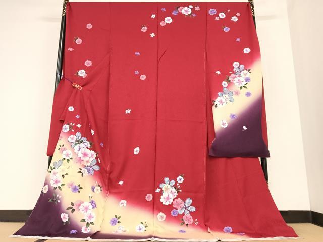 平和屋着物●豪華振袖　舞花文　暈し染め　仮絵羽　逸品　未使用　AABC0186zg