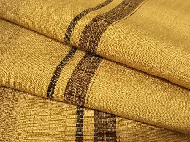 平和屋着物●上質な紬　縞　正絹　逸品　AABC0203zg