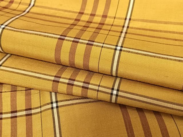 平和屋着物●無形文化財　本場黄八丈　近藤傳　草木染　手織　紬　格子　正絹　逸品　AABC0225zg