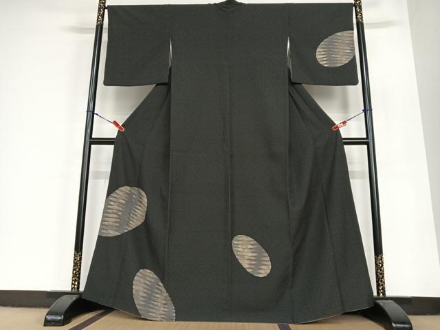 平和屋着物●訪問着　お召地　丸文　正絹　逸品　AABC0234zg