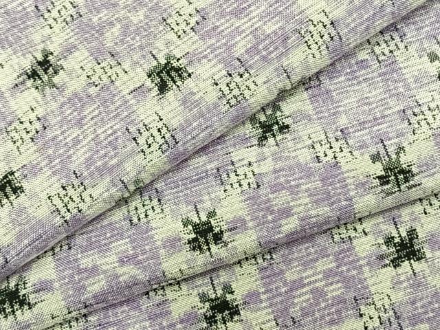 平和屋着物▽上質な紬　単衣　市松花文　正絹　逸品　AABC0243fy