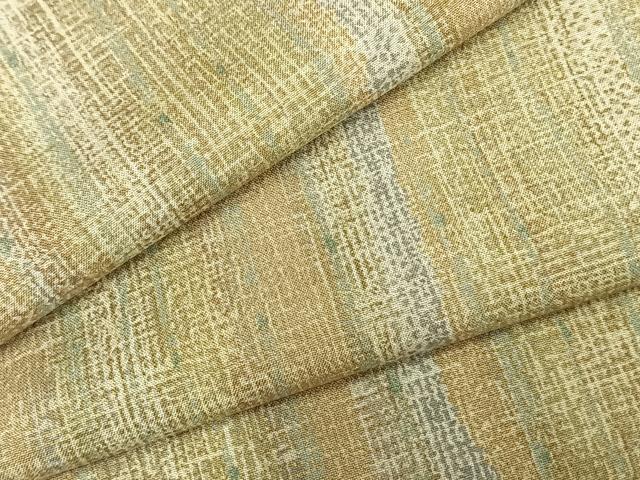 平和屋着物▽上質な小紋　単衣　縞　正絹　逸品　AABC0255fy