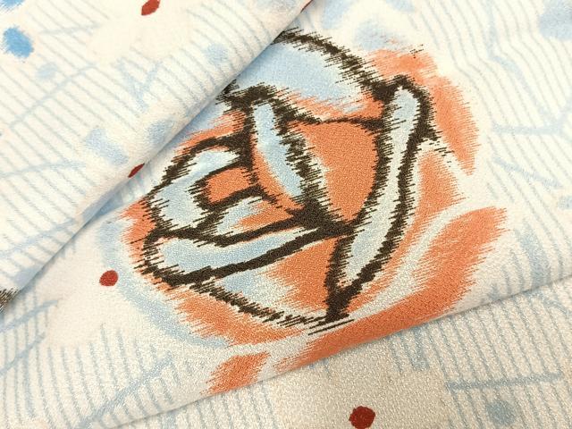 平和屋着物▽小紋　単衣　舞花文　洗える着物　AABC0272fy