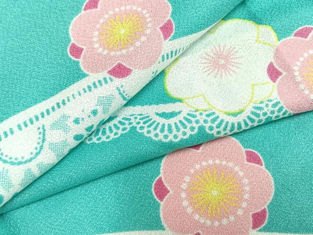 平和屋着物▽小紋　単衣　舞花文　洗える着物　AABC0273fy