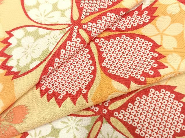 平和屋着物▽リョウコキクチ　Ryoko Kikuchi　小紋　単衣　舞花文　洗える着物　AABC0277fy