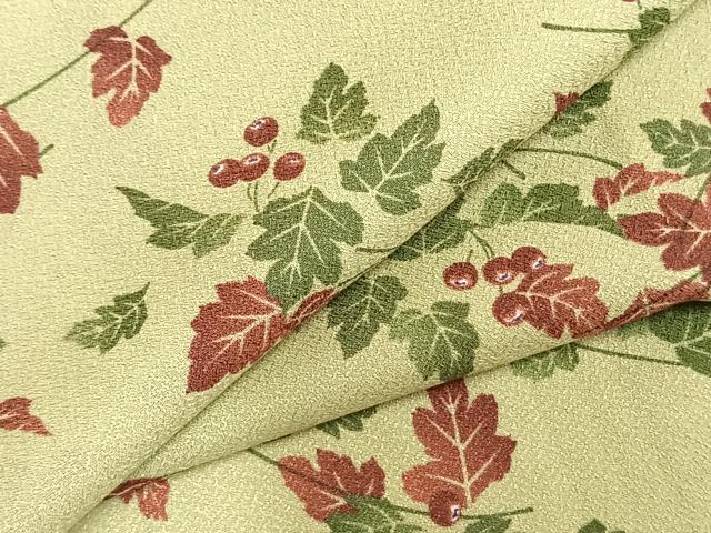 平和屋着物▽小紋　単衣　南天文　洗える着物　AABC0278fy