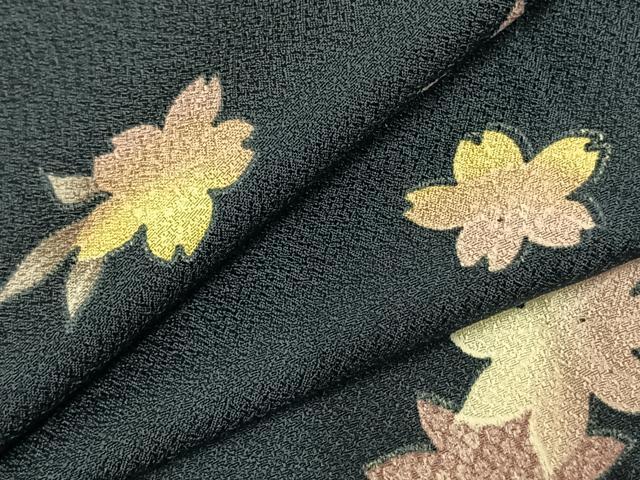 平和屋着物▽小紋　単衣　舞花文　洗える着物　AABC0289fy