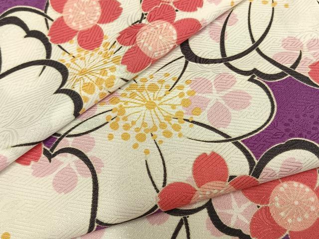 平和屋着物▽リョウコキクチ　Ryoko Kikuchi　小紋　単衣　花尽くし　洗える着物　AABC0290fy
