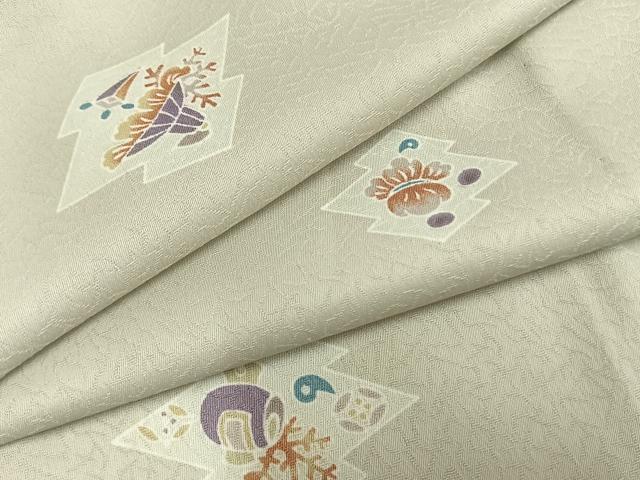 平和屋着物▽小紋　単衣　宝尽くし文様　洗える着物　AABC0326fy