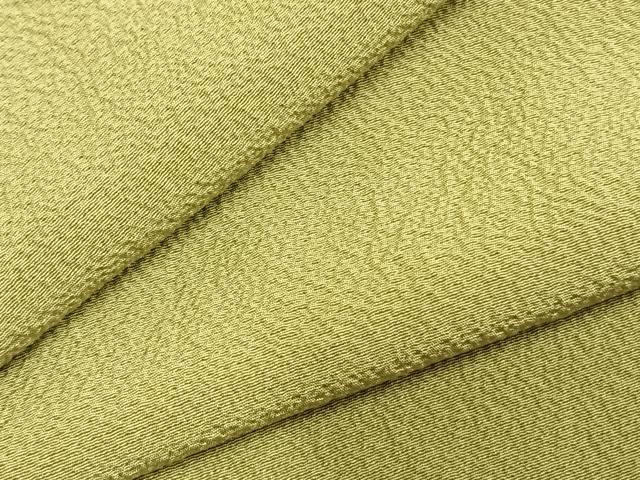 平和屋着物▽上質な色無地　単衣　若苗色　ワンポイント　鬼しぼ縮緬　正絹　逸品　未使用　AABC0348fy