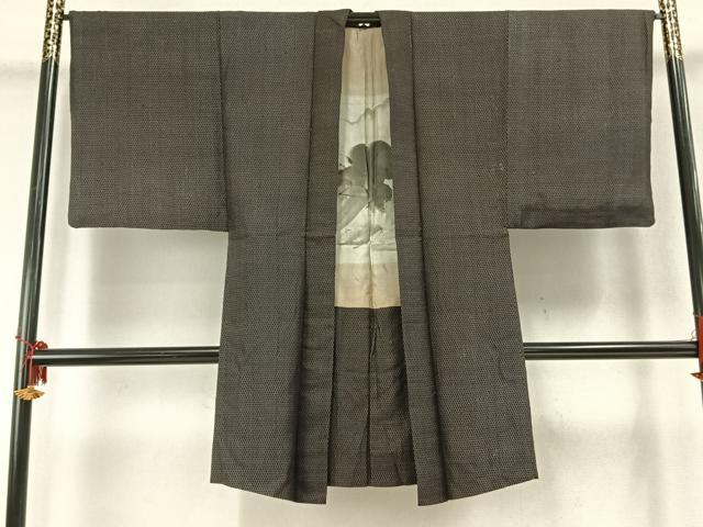 平和屋着物▽男性　長羽織　本場大島紬　スリーシーズン　春夏秋　塵除け　幾何学文様　正絹　逸品　AABC0366fy