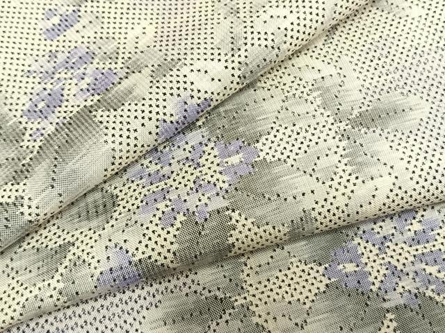 平和屋着物▽都喜ヱ門　本場大島紬　単衣　総絣　草花文　藤絹織物謹製　正絹　逸品　AABC0390fy