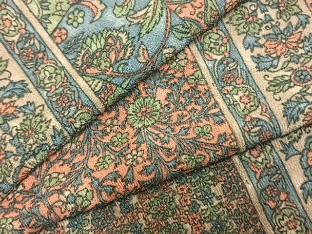 平和屋着物▽小紋　単衣　切り嵌め花文　洗える着物　AABC0405fy