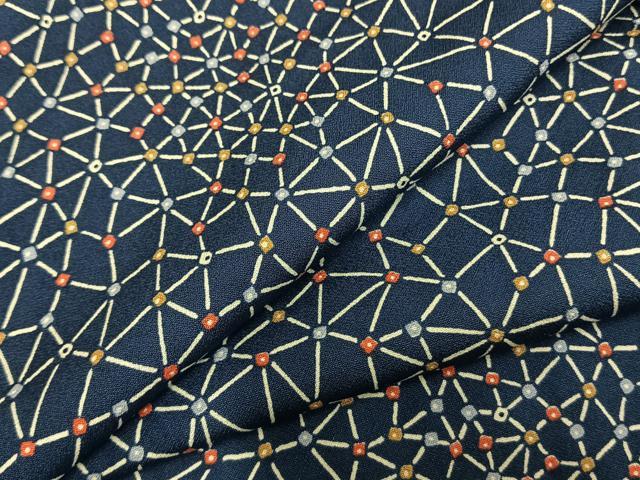 平和屋着物▽小紋　単衣　幾何学文様　洗える着物　AABC0413fy