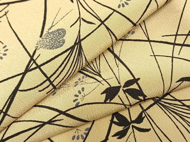 平和屋着物▽小紋　単衣　花蝶文　洗える着物　AABC0419fy