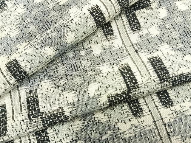 平和屋着物▽上質な紬　単衣　幾何学文様　正絹　逸品　AABC0426fy