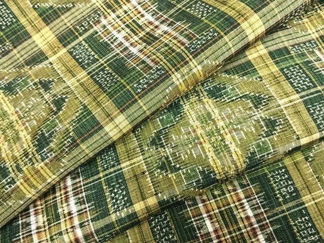 平和屋着物▽上質な紬　単衣　幾何学文様　正絹　逸品　未使用　AABC0433fy