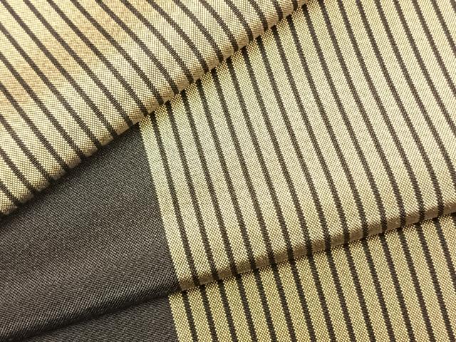 平和屋着物▽本場縞大島紬　単衣　縞　正絹　逸品　AABC0455fy