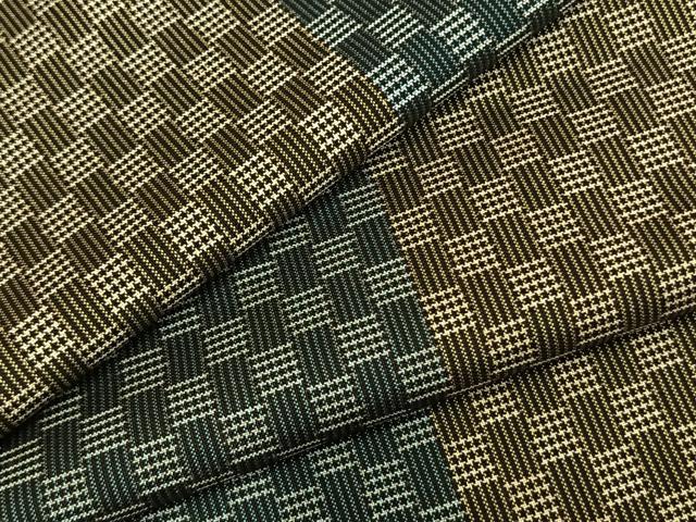 平和屋着物▽上質な紬　単衣　市松文様　正絹　逸品　AABC0458fy